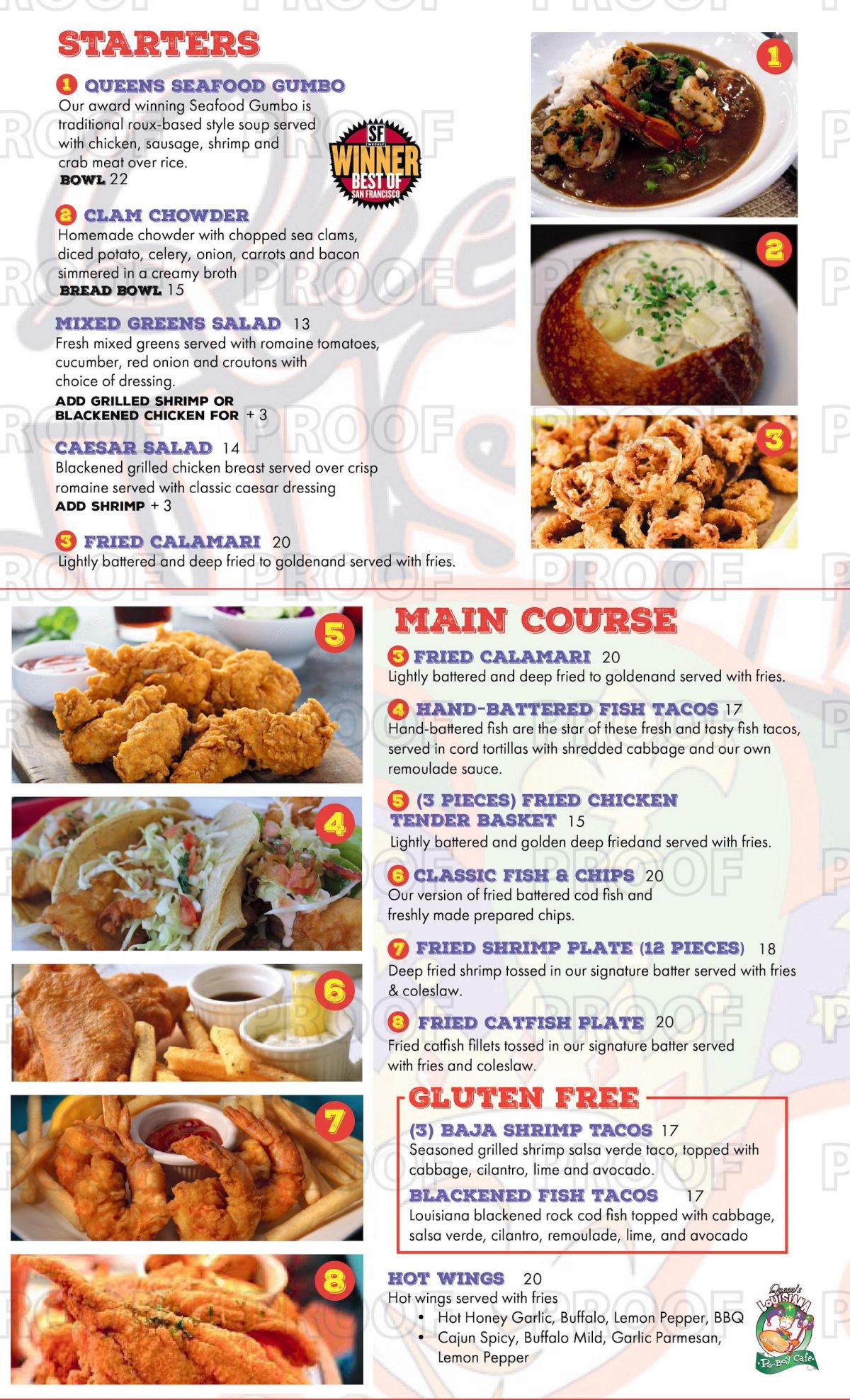 MENUS – Queens Louisana Poboy Cafe